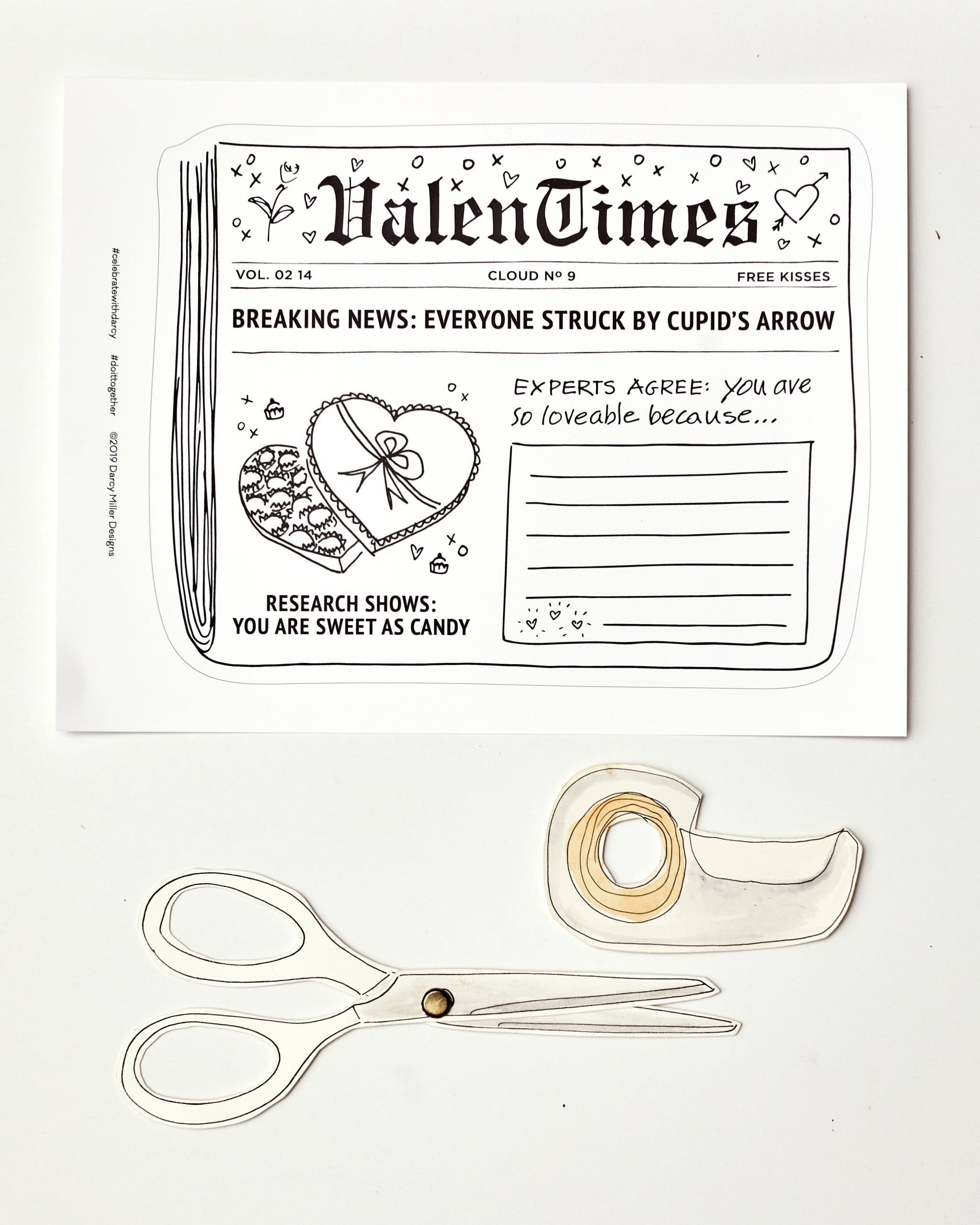 ValenTimes Newspaper Card | Darcy Miller Designs