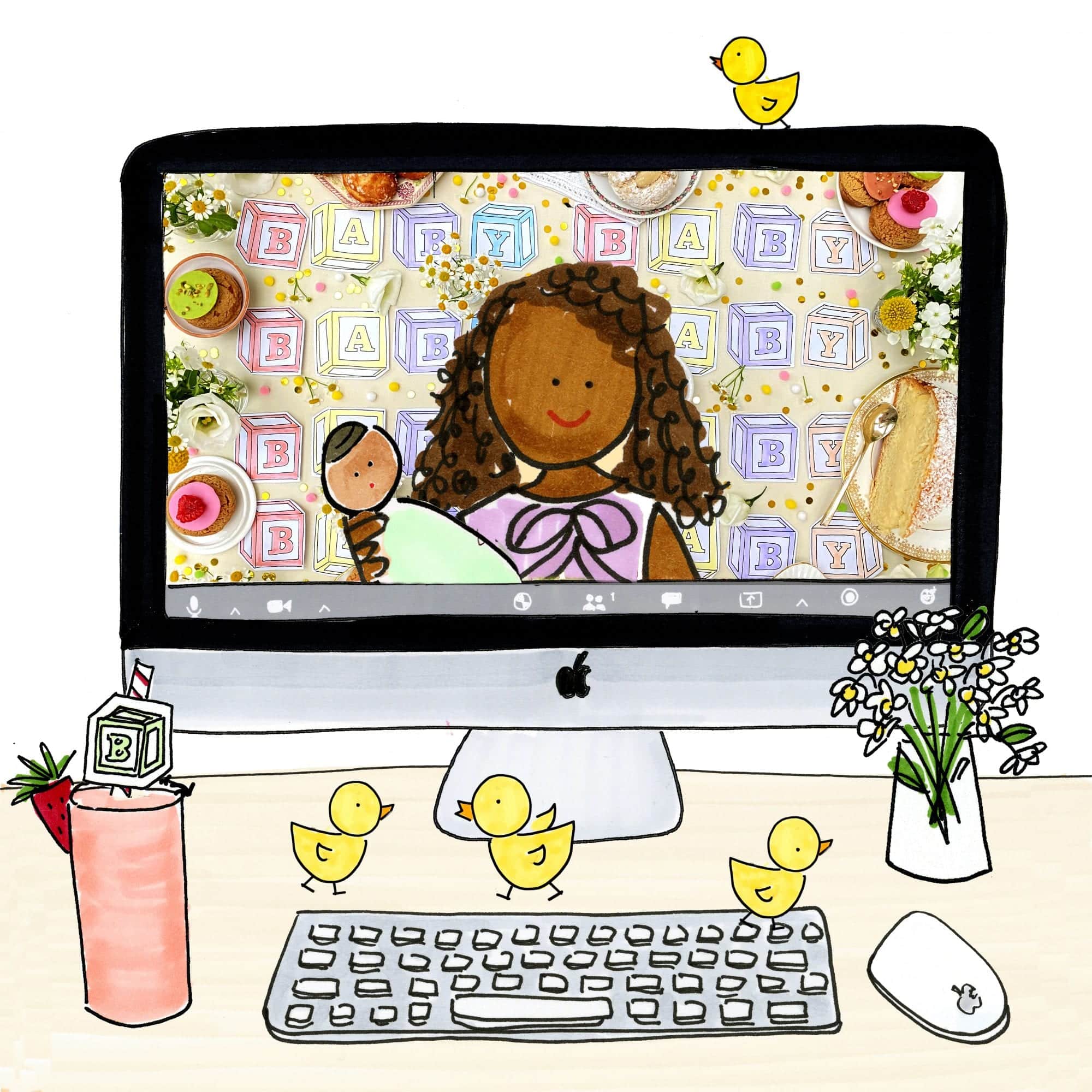 Virtual Baby Shower Zoom Backdrop | Darcy Miller Designs