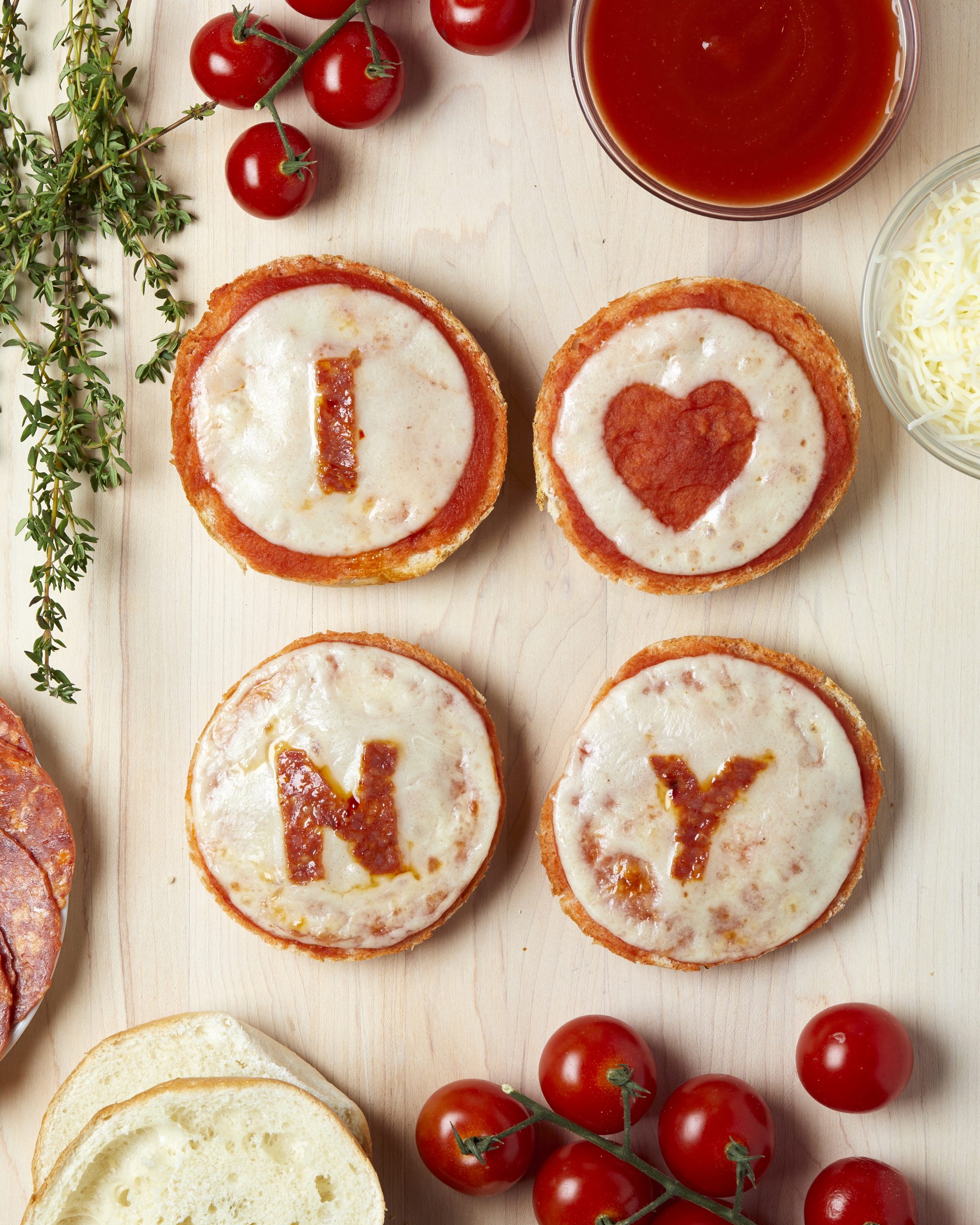 Personalized Pizza Bagels | Darcy Miller Designs
